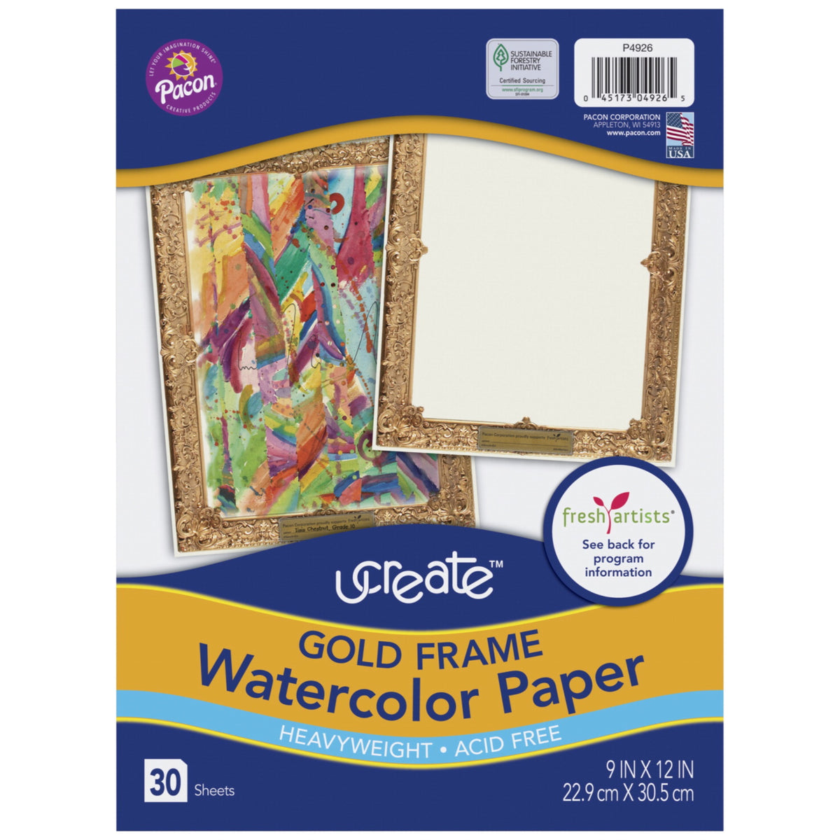 Ucreate Gold Frame Watercolor Paper, 9 X 12 Inches, 30 Sheets – Virventures