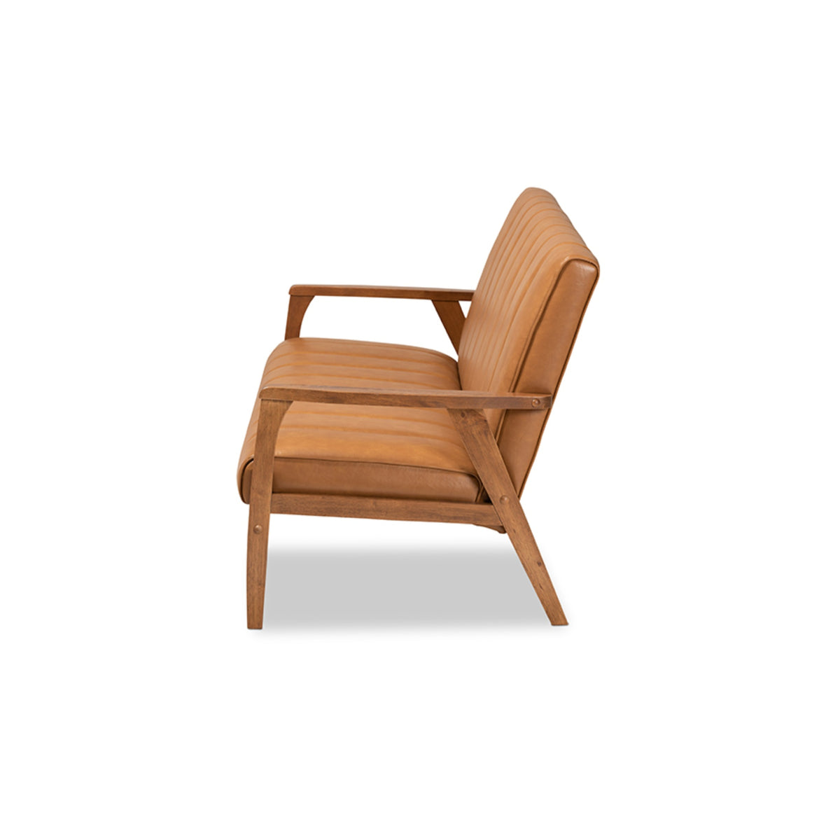 Baxton Studio Nikko Mid-Century Modern Tan Faux Leather Upholstered An ...