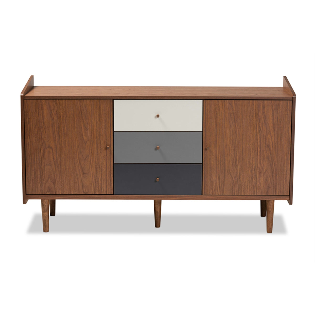 Baxton Studio Halden Mid-Century Modern Multicolor Walnut Brown And Gr ...