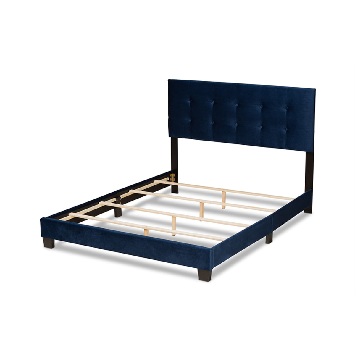 Baxton Studio Caprice Modern And Contemporary Glam Navy Blue Velvet Fa ...