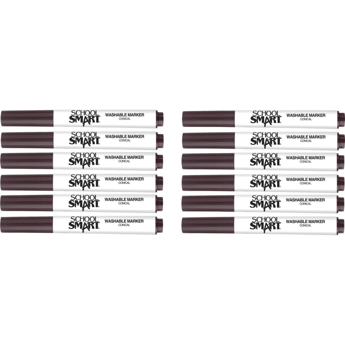 School Smart Washable Art Markers, Conical Tip, Brown, Pack Of 12 ...