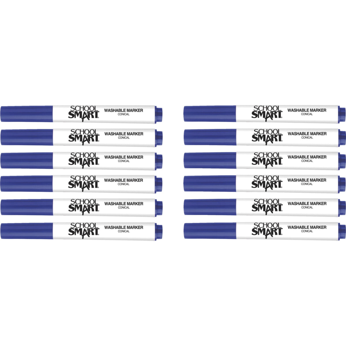 School Smart Washable Art Markers, Conical Tip, Blue, Pack Of 12 ...