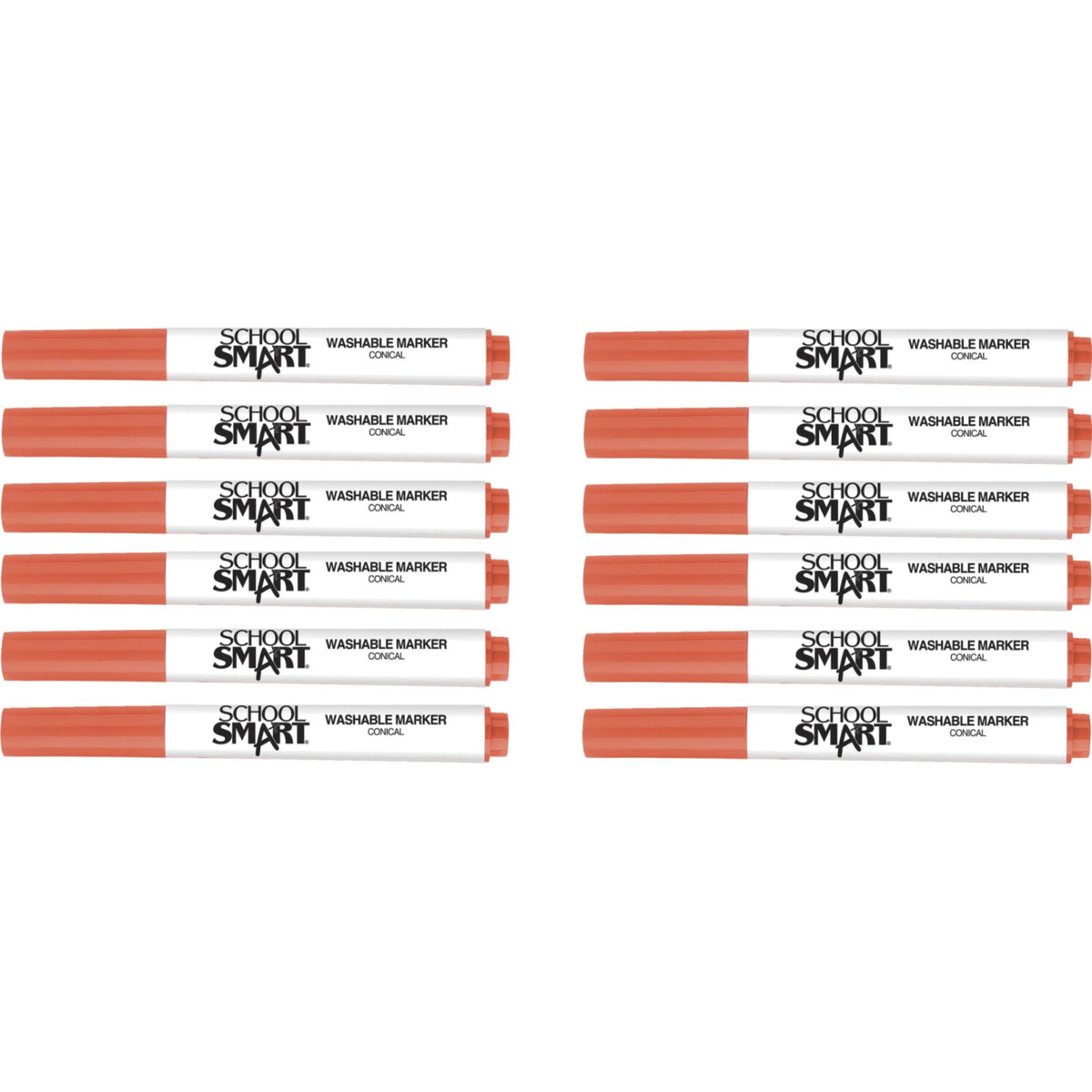 School Smart Washable Art Markers, Conical Tip, Orange, Pack Of 12 ...