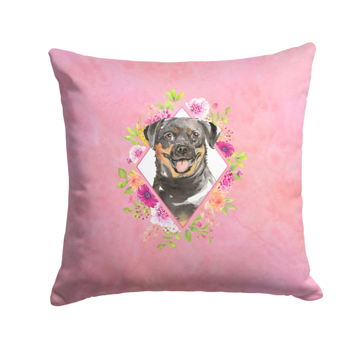 Rottweiler Pink Flowers Fabric Decorative Pillow – Virventures