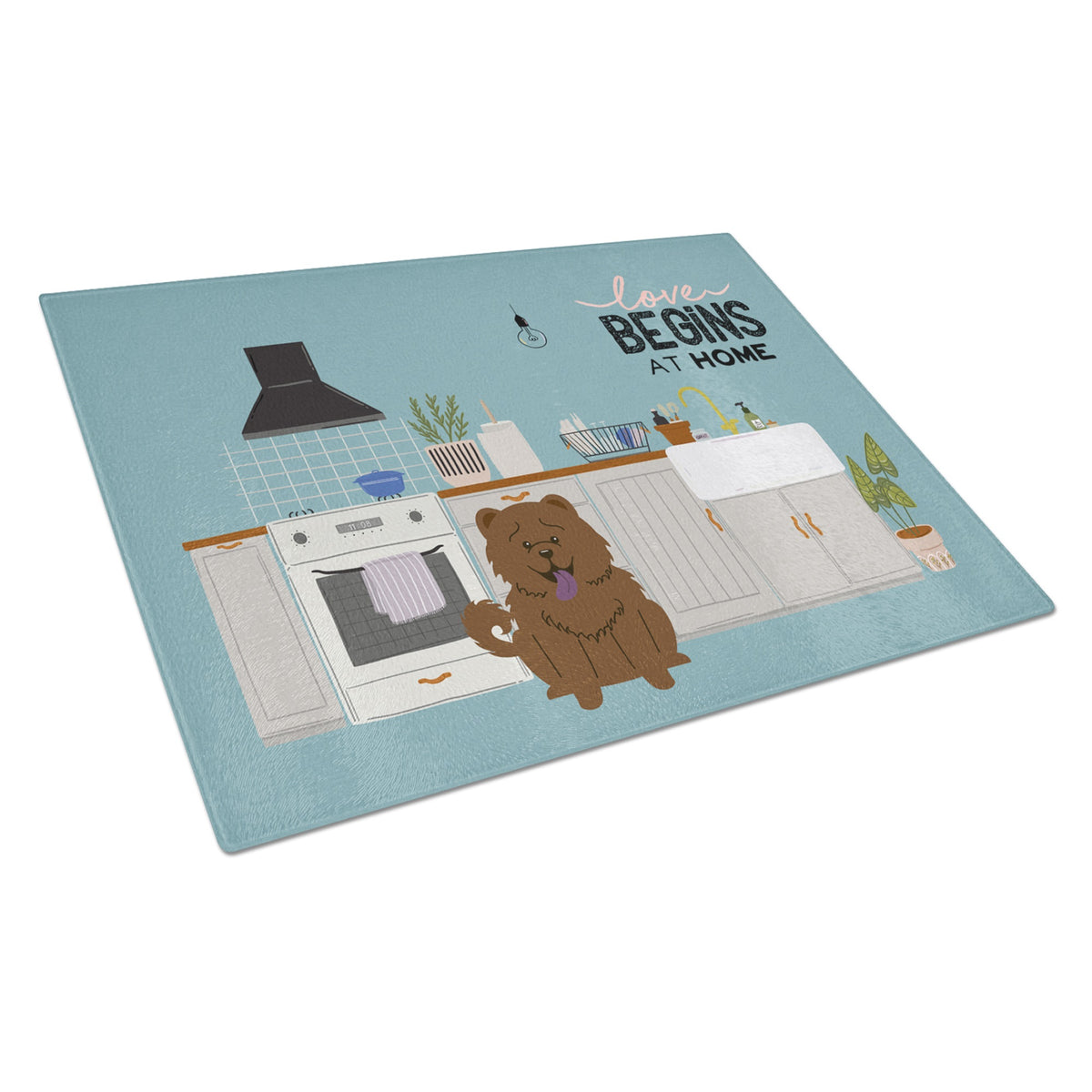 Chocolate Chow Chow Kitchen Scene Glass Cutting Board Large – Virventures