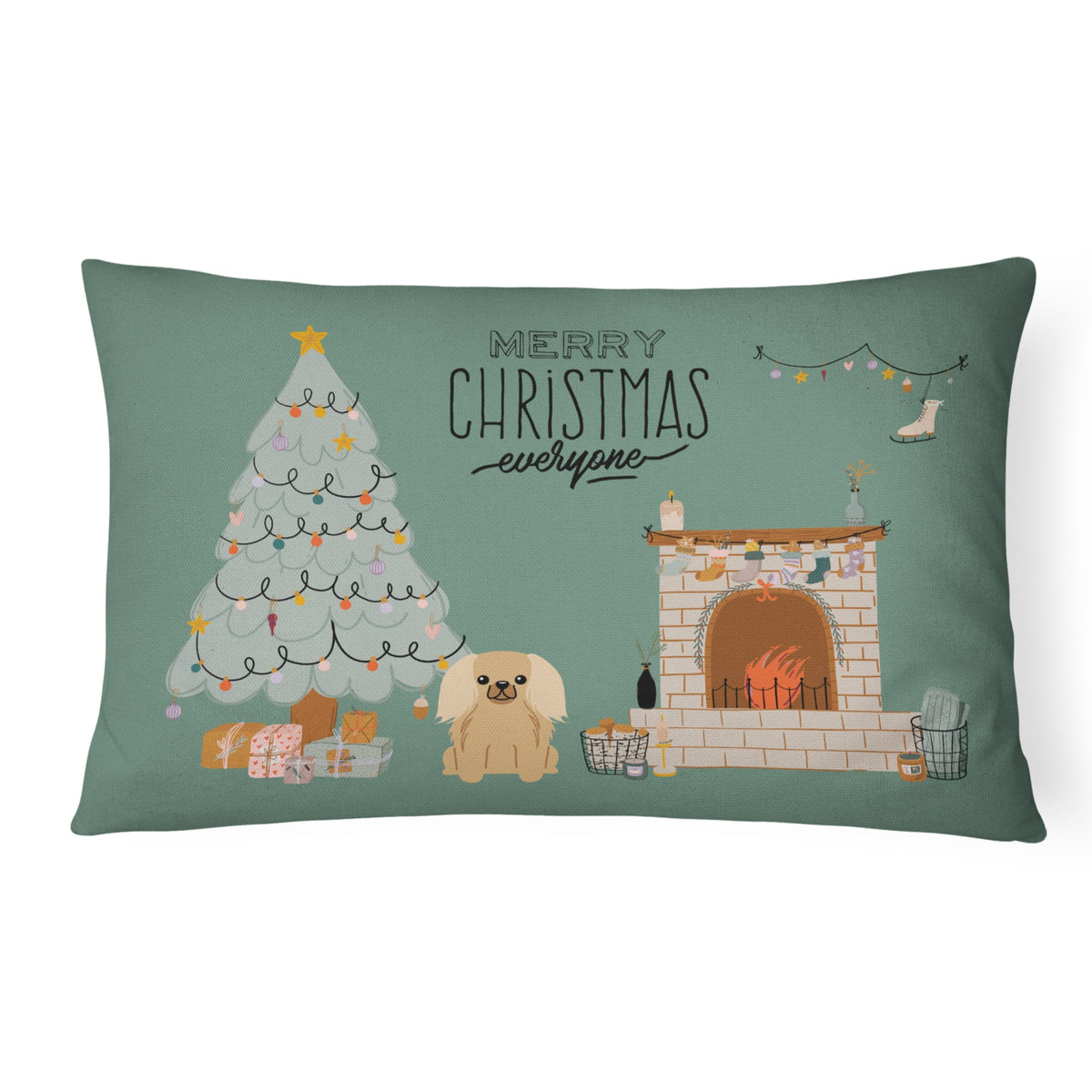 Fawn Sable Pekingese Christmas Everyone Canvas Fabric Decorative Pillow ...