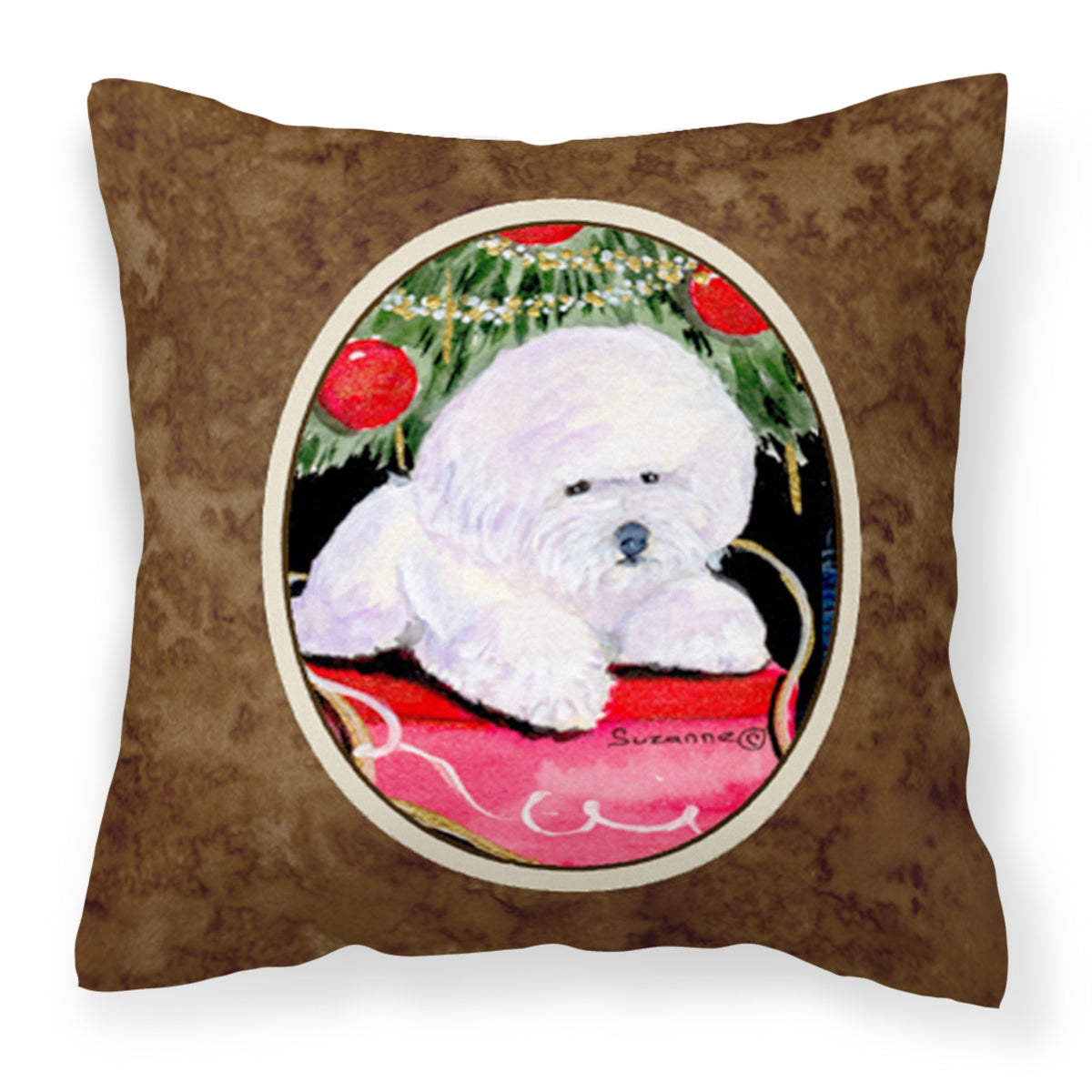 Christmas Tree With Bichon Frise Fabric Decorative Pillow – Virventures