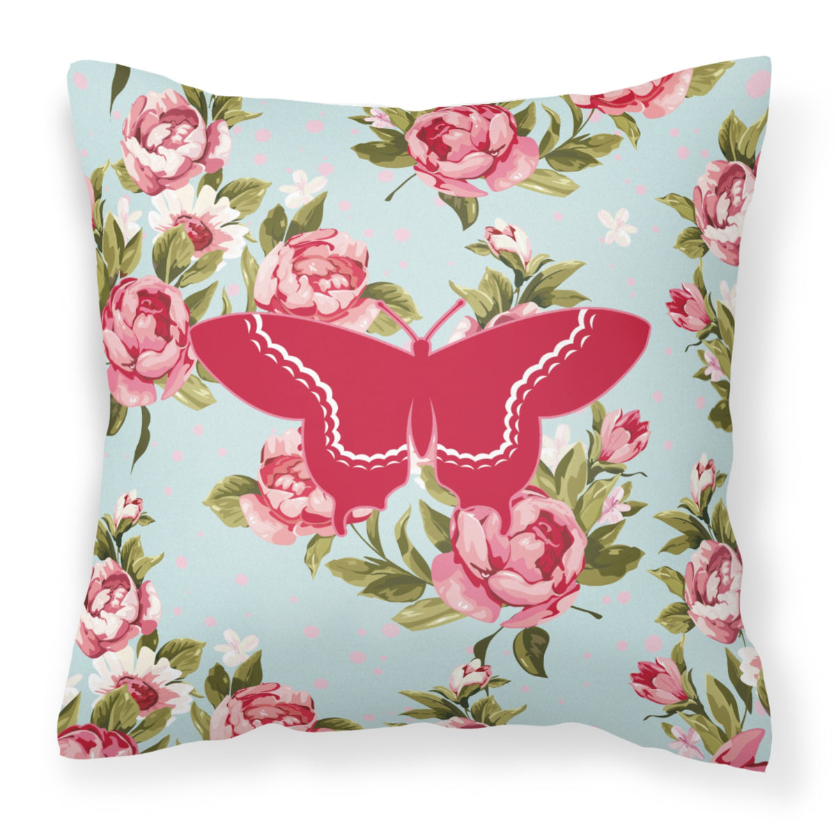 Butterfly Shabby Chic Blue Roses Bb1030 Fabric Decorative Pillow ...
