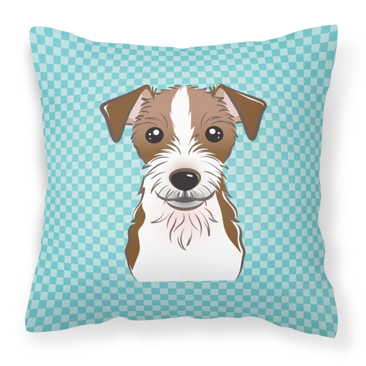 Checkerboard Blue Jack Russell Terrier Fabric Decorative Pillow ...