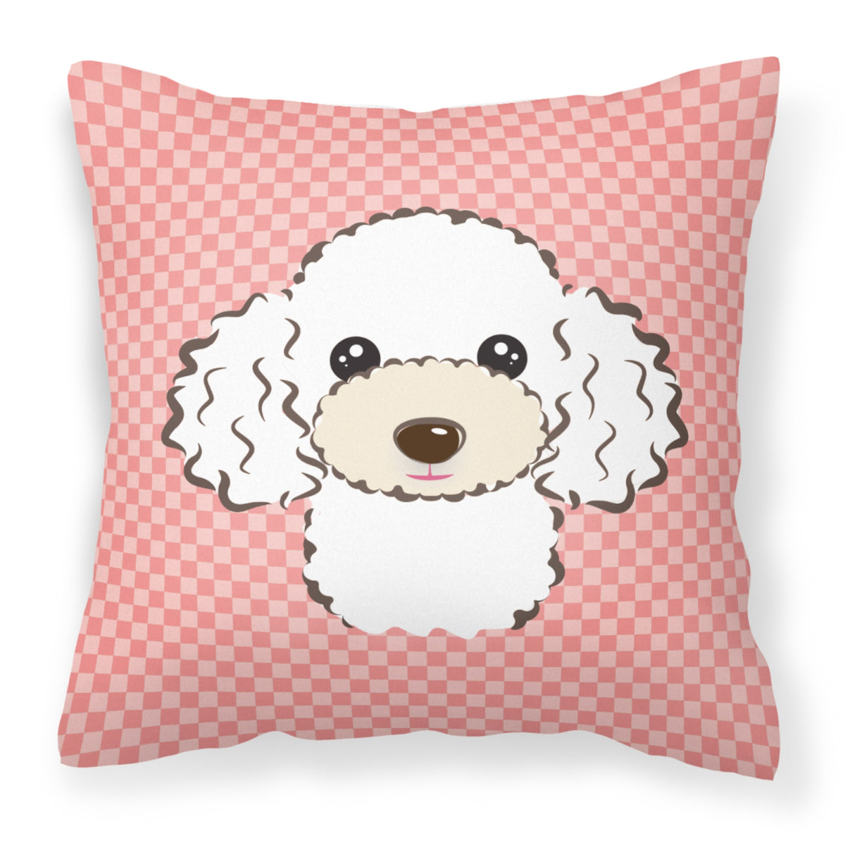 Checkerboard Pink White Poodle Fabric Decorative Pillow – Virventures