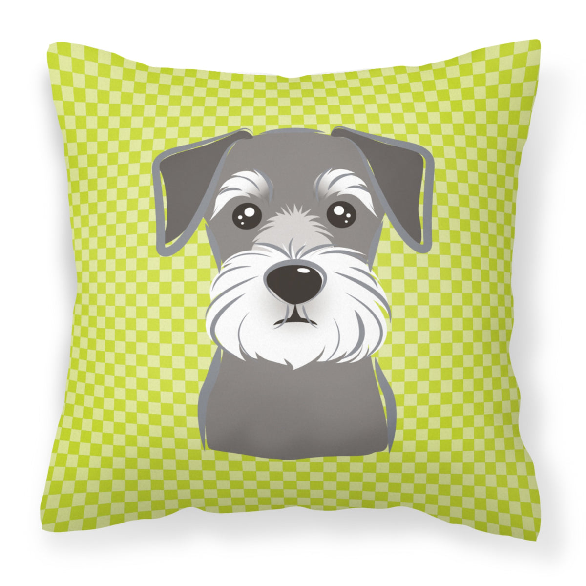Checkerboard Lime Green Schnauzer Fabric Decorative Pillow – Virventures