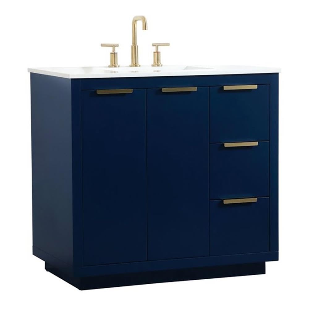 Elegant Decor Blake 36 Aluminum Alloy Mdf Single Bathroom Vanity In Bl ...