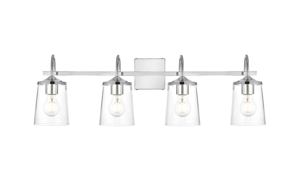 Living District Avani 4-Light Iron & Glass Bath Sconce In Chrome & Cle ...