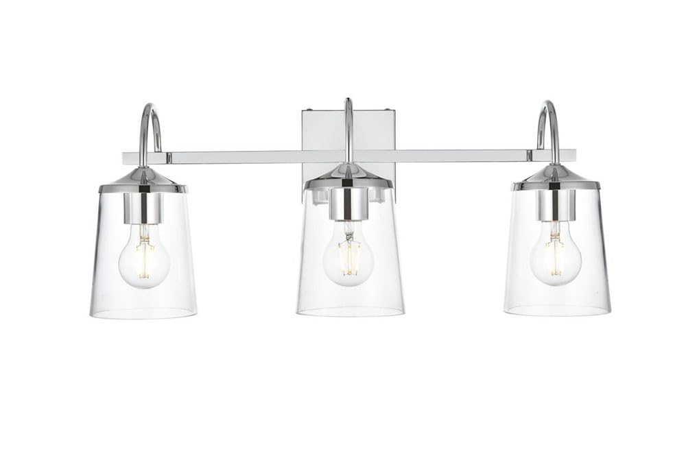 Living District Avani 3-Light Iron & Glass Bath Sconce In Chrome & Cle ...