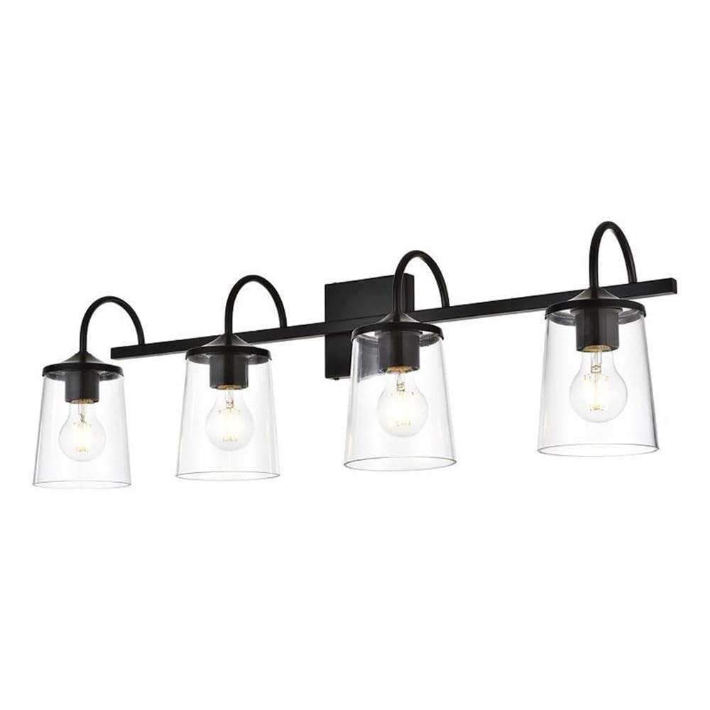 Living District Avani 4-Light Iron & Glass Bath Sconce In Black And Cl ...