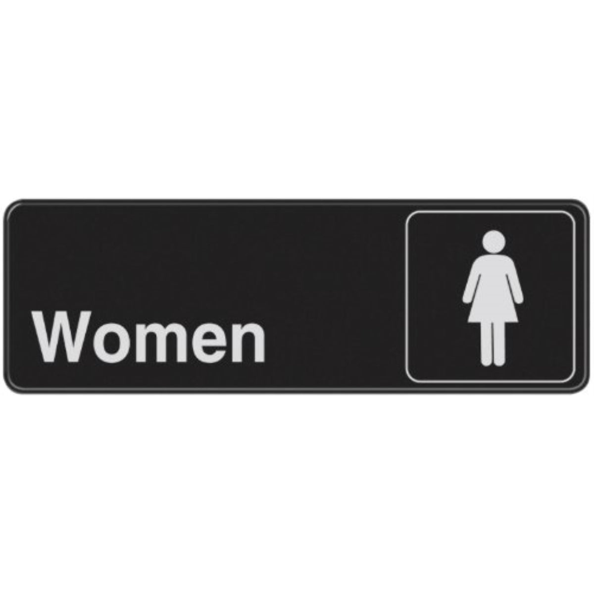 5028230 Restroom Sign Wmn 3X9 Hillman English Black Restroom Plaque 3 ...