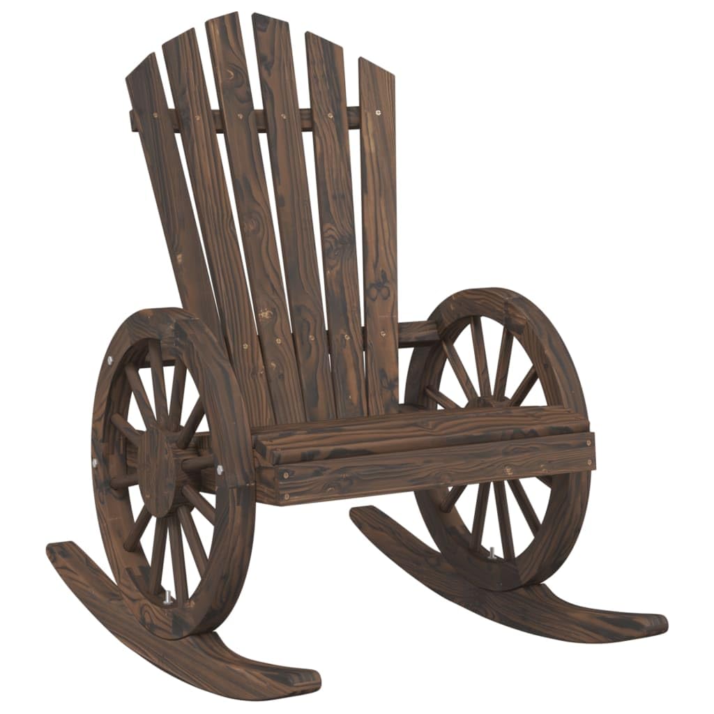 Vidaxl Rocking Adirondack Chair - Solid Wood Fir, Burnt Finish, Ergono ...