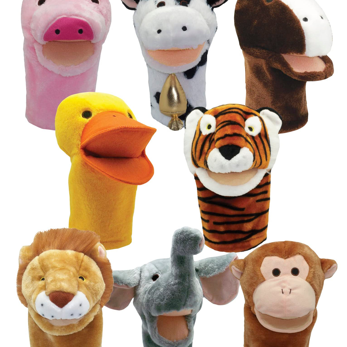 Get Ready Kids Moveable Mouth Zoo And Farm Animal Puppets, Set Of 8 ...