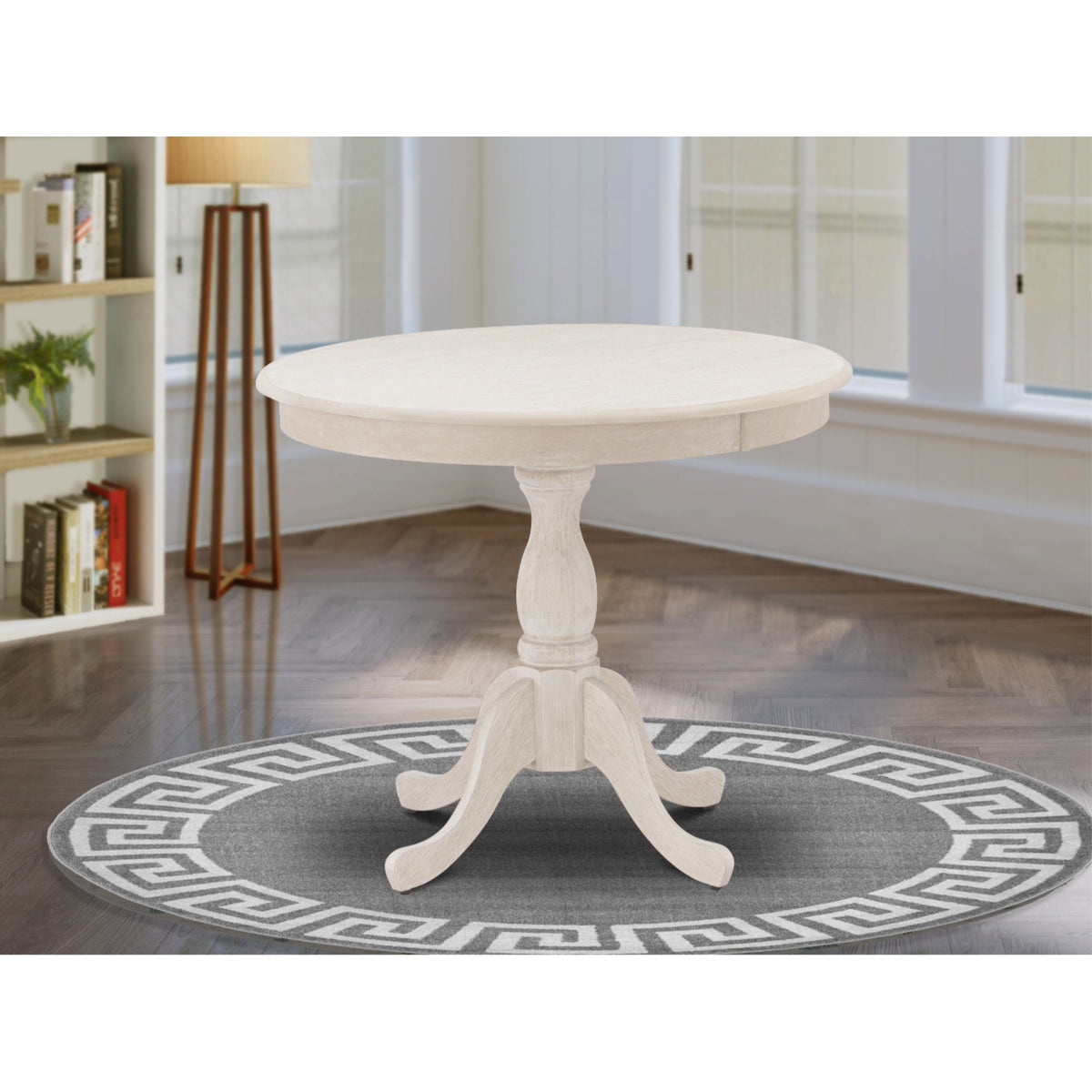 East West Furniture Round Table Butter Cream Color Table Top Surface ...
