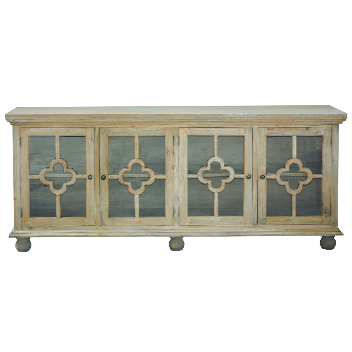 Sunset Trading Cottage 87 Clover Glass Door Credenza | Driftwood Brown ...