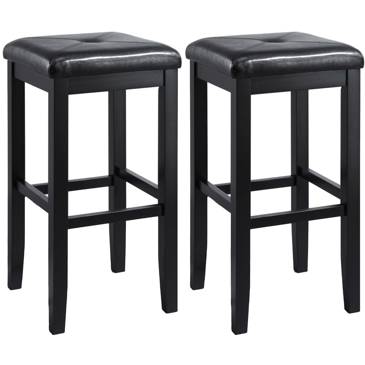 Casafoyer Furniture Upholstered Square Seat Bar Stools Set Of 2, Black ...