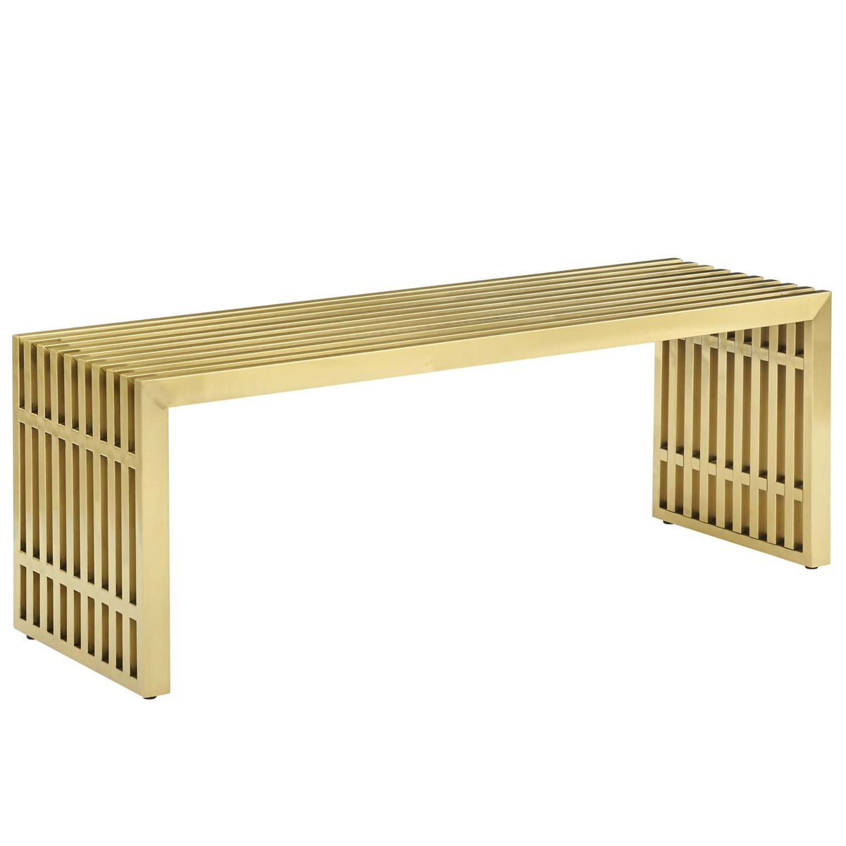 Gridiron Tubular Stainless Steel Bench - Gold | Sleek Design ...