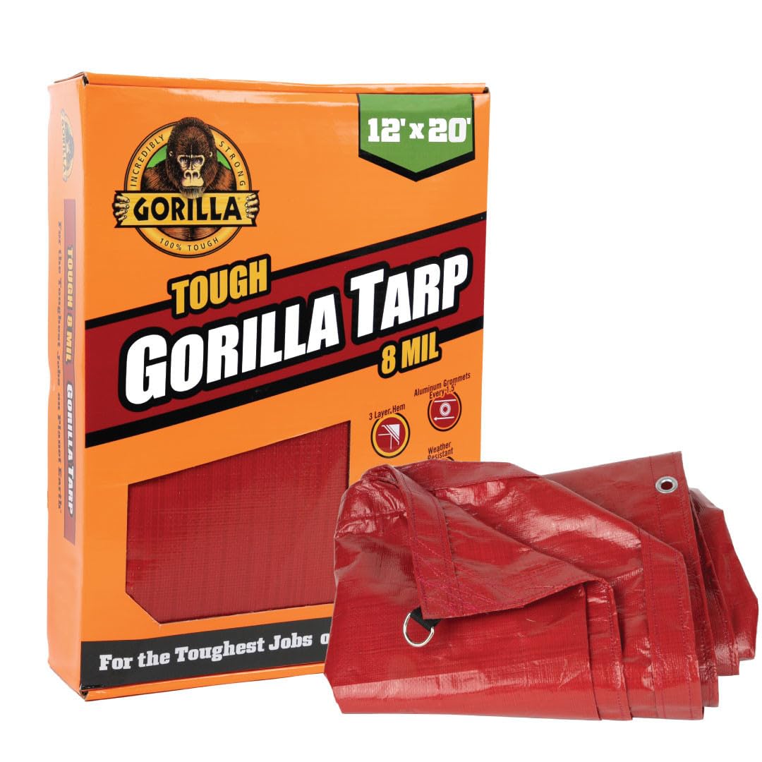 12Ft X 20Ft Tough 8 Mil 12X12 Weave Dark Red Gorilla Tarp In A Pdq ...