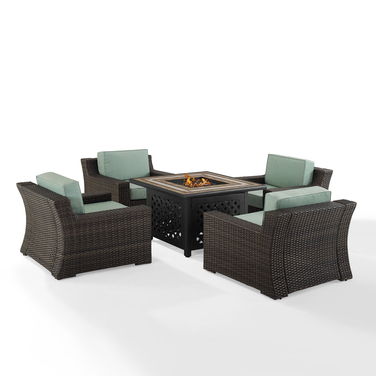Beaufort 5Pc Fire Seating Set - Weather-Resistant Wicker Chairs ...