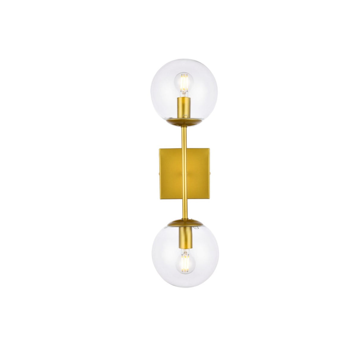 Neri 2 Lights Brass And Clear Glass Wall Sconce – Virventures