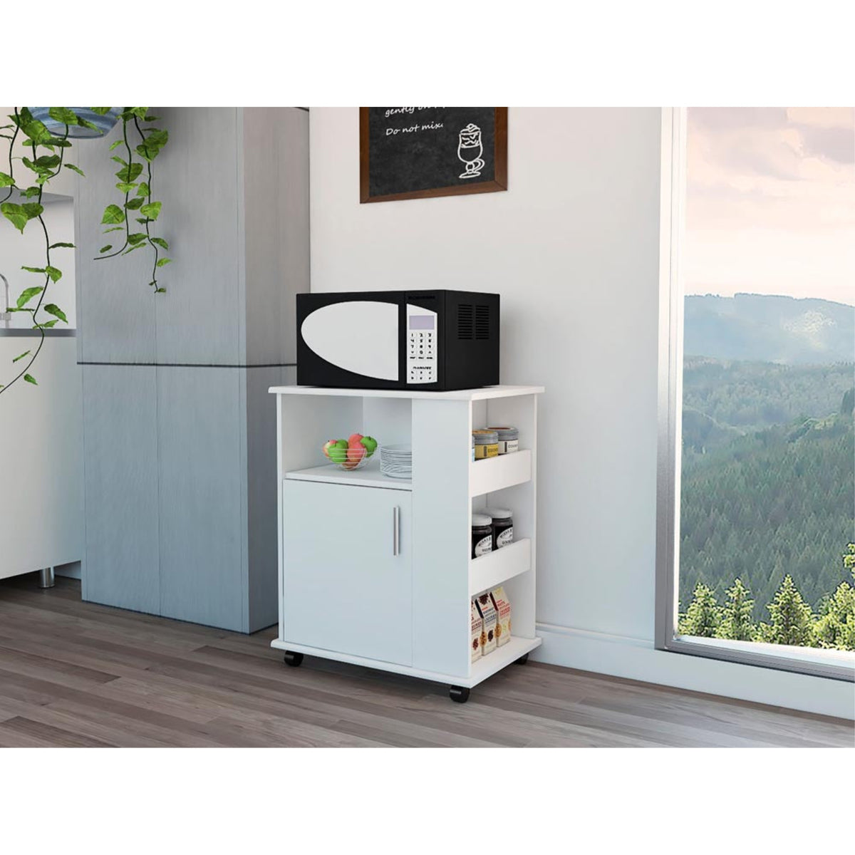 Tuhome Kitchen Service Cart, Countertop For Microwave,Three Lateral Sh ...