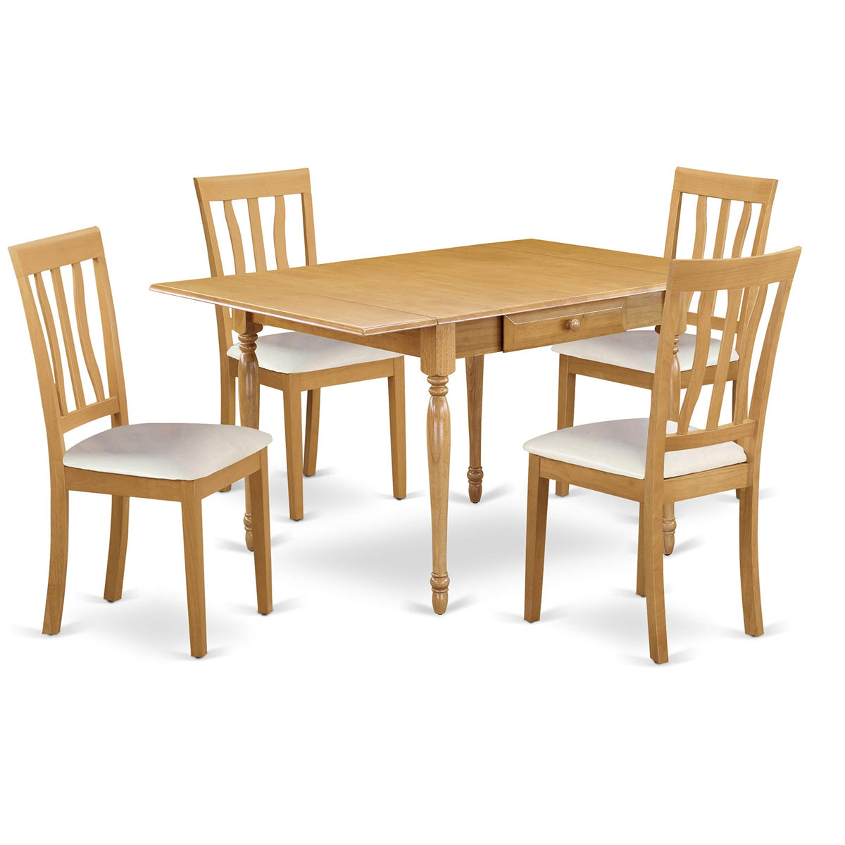 Ergode Mzan5-Oak-Lc, 5-Piece Dining Room Set, Wood Table With Dropleaf ...