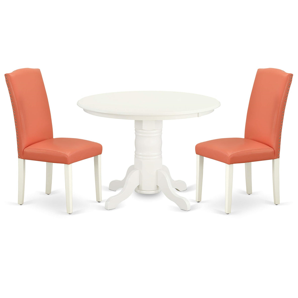 East West Furniture Shen3-Lwh-78 3 Piece Dining Set Contains A Round ...