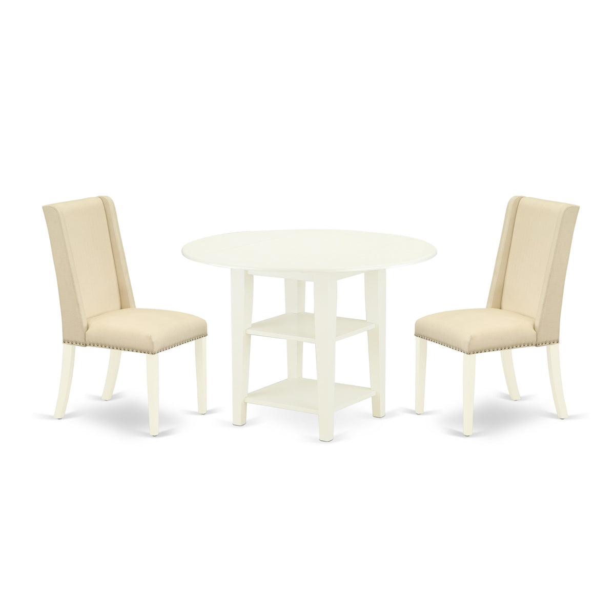 East West Furniture Sufl3-Lwh-01 3-Pc Dinette Table Set Included A ...