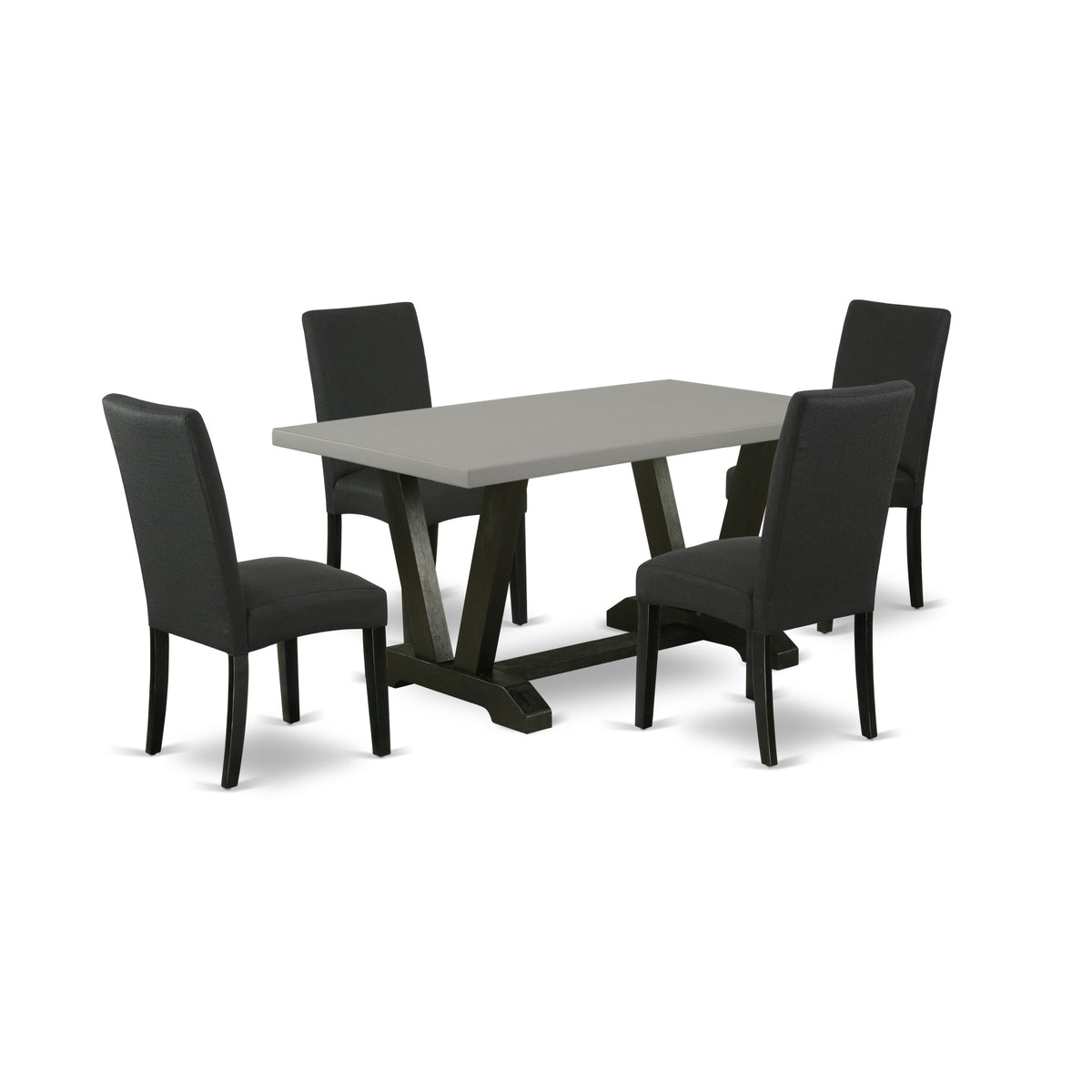 East West Furniture 5-Pc Kitchen Dining Set- 4 Parson Dining Chairs ...