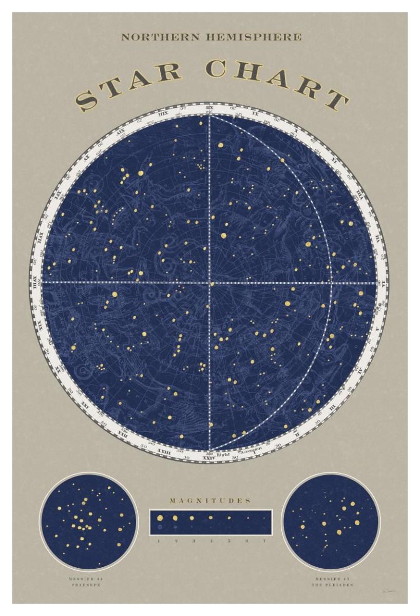 Northern Star Chart -Paper Art-34X50 – Virventures